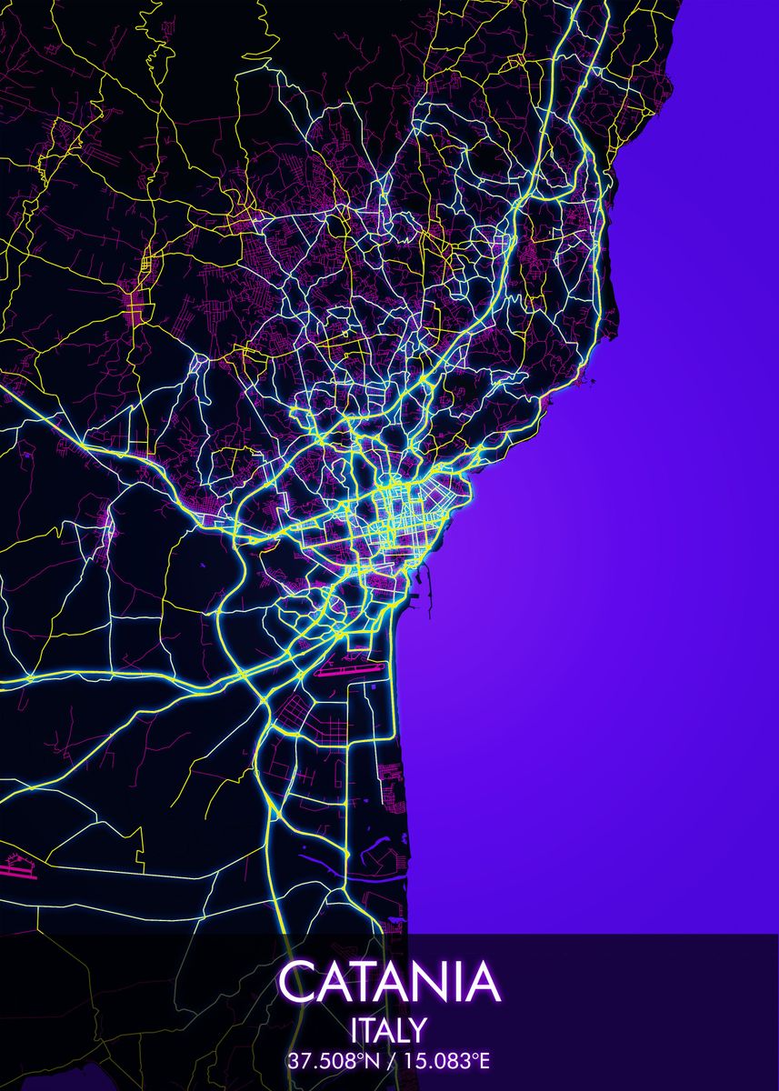 'Catania City Map' Poster by Artcom Atudio | Displate