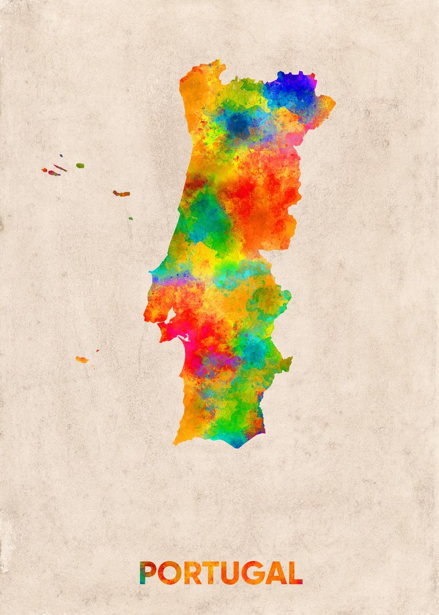 'portugal map' Poster, picture, metal print, paint by SplashDesign ...