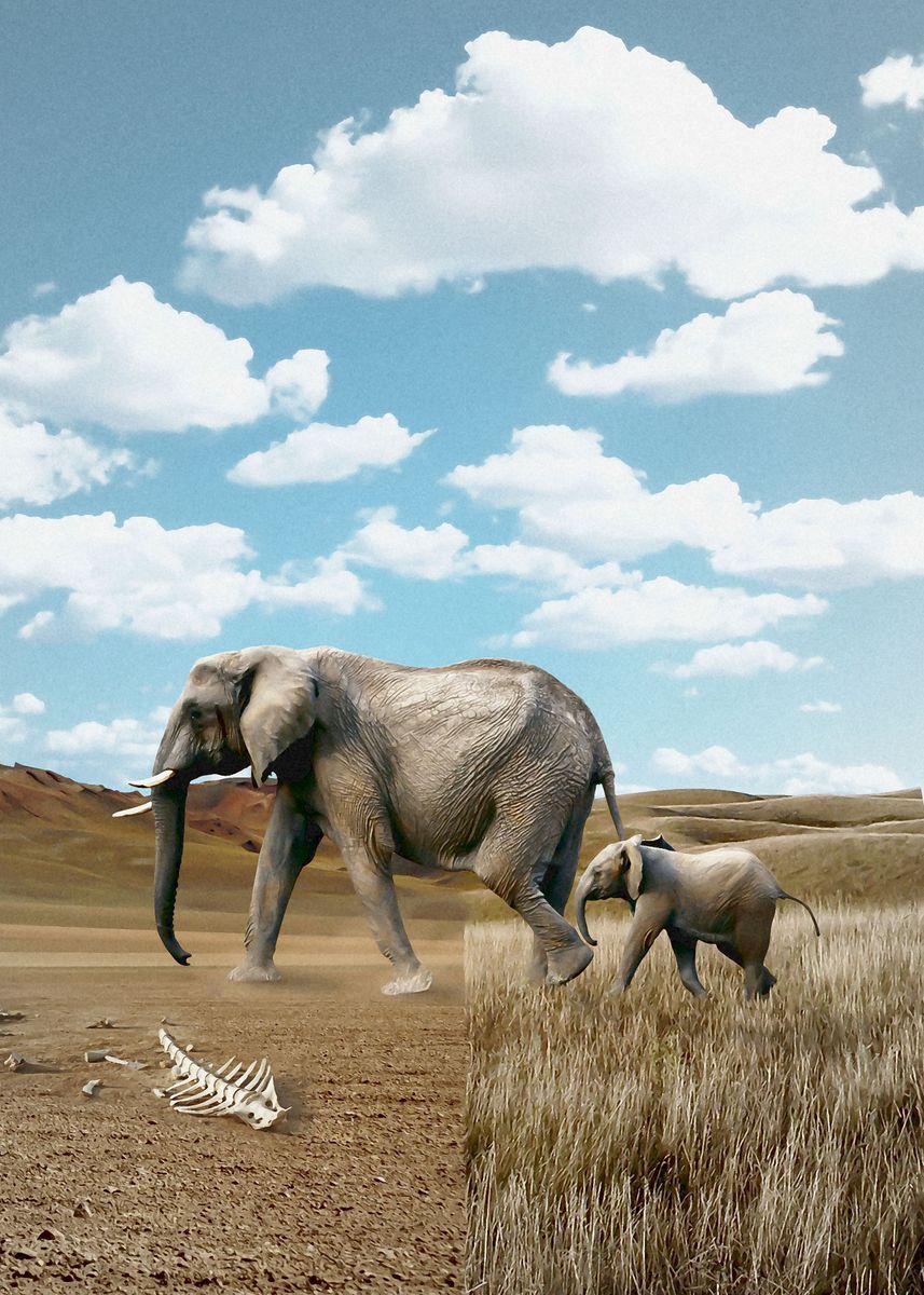 'Global Warming Elephant' Poster, picture, metal print, paint by Team ...
