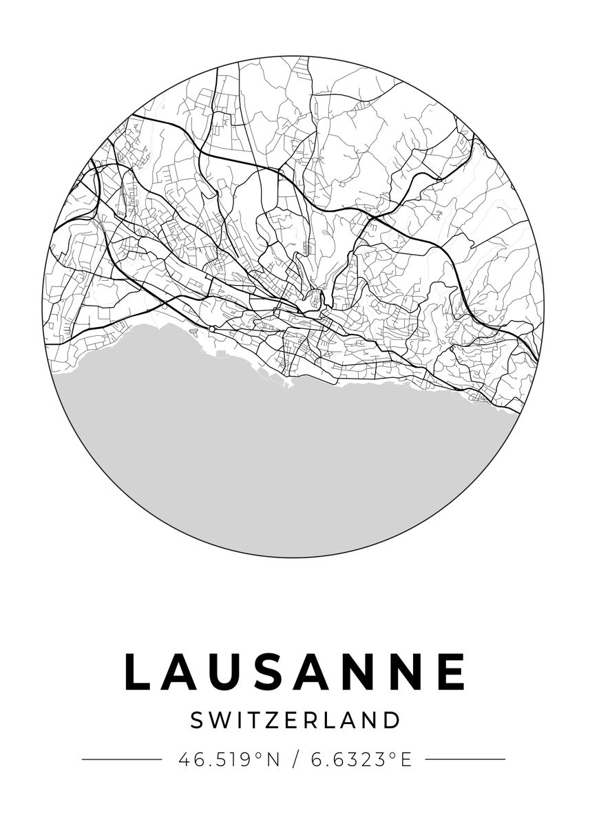 'Lausanne Switzerland' Poster, picture, metal print, paint by ...