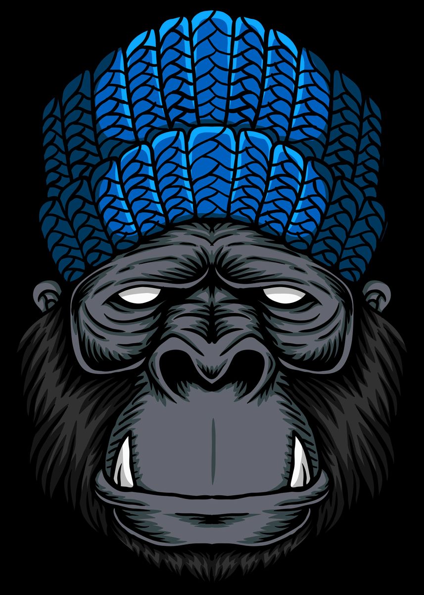 'The gorilla head artwork' Poster, picture, metal print, paint by SALOX ...