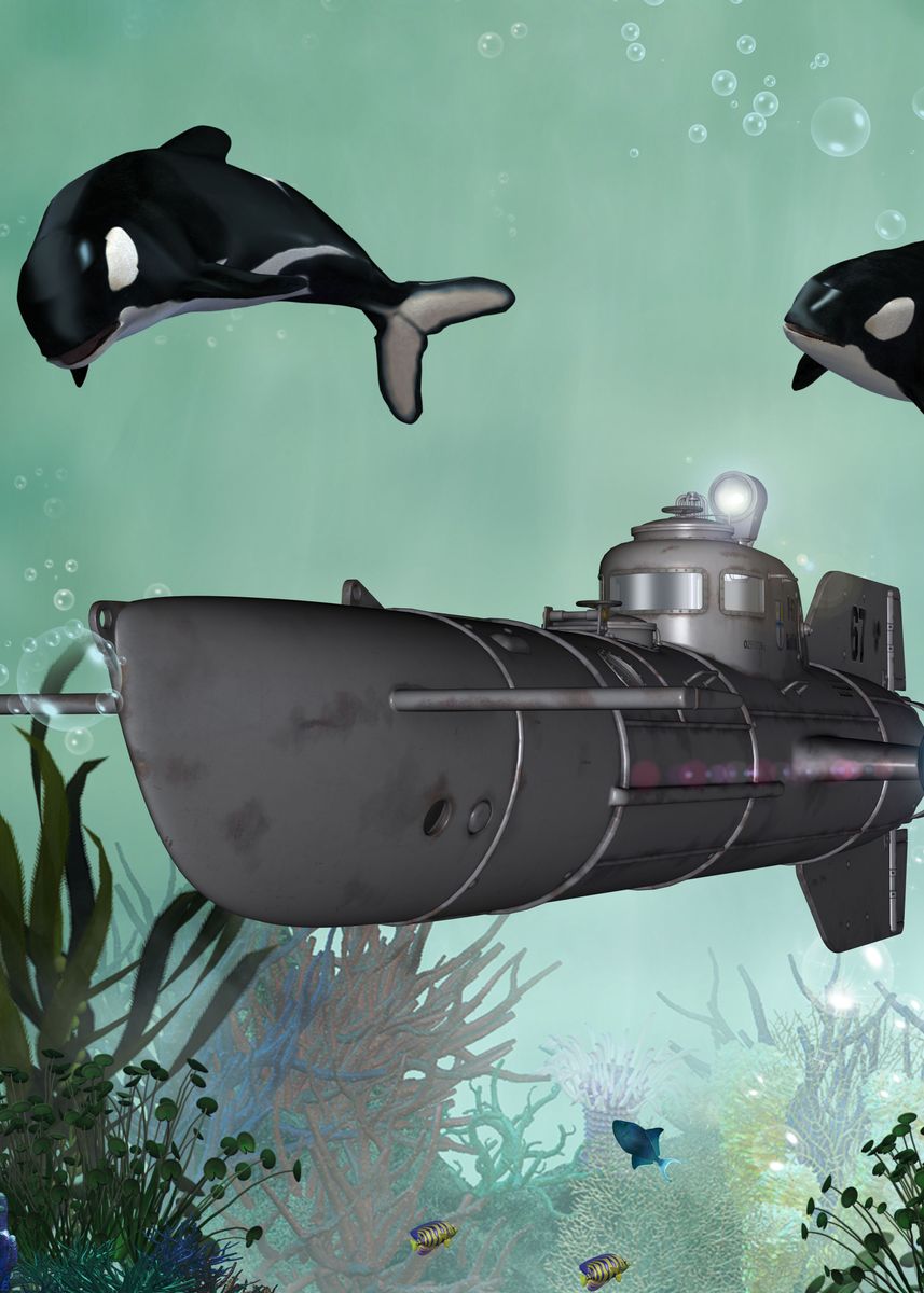 'Submarine' Poster, picture, metal print, paint by Heike Köhnen | Displate