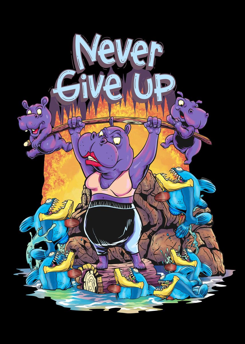 'Hippo Gym Sport 1' Poster by Saphira Design | Displate