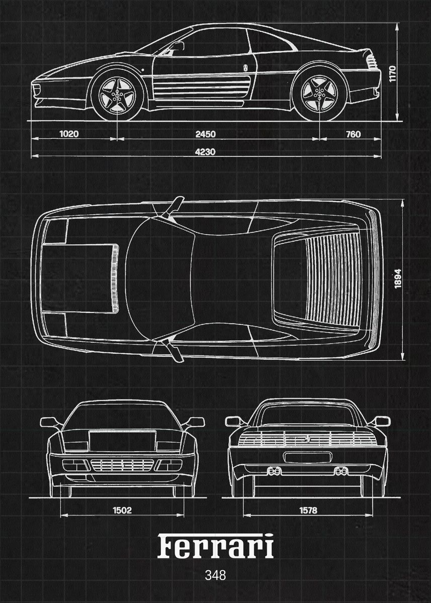 'Ferrari 348' Poster, picture, metal print, paint by DAVID CARL PLATES ...