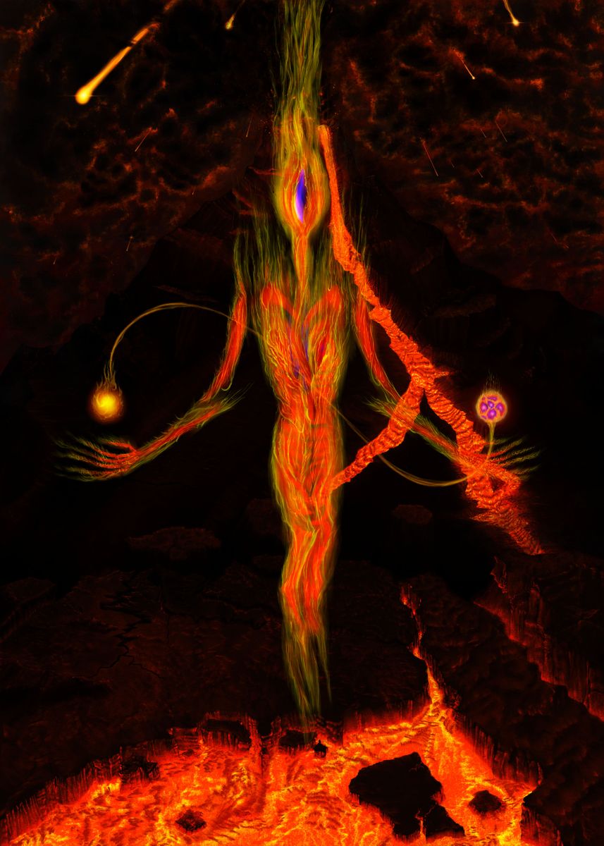 'Fire elemental' Poster, picture, metal print, paint by NoNNee | Displate