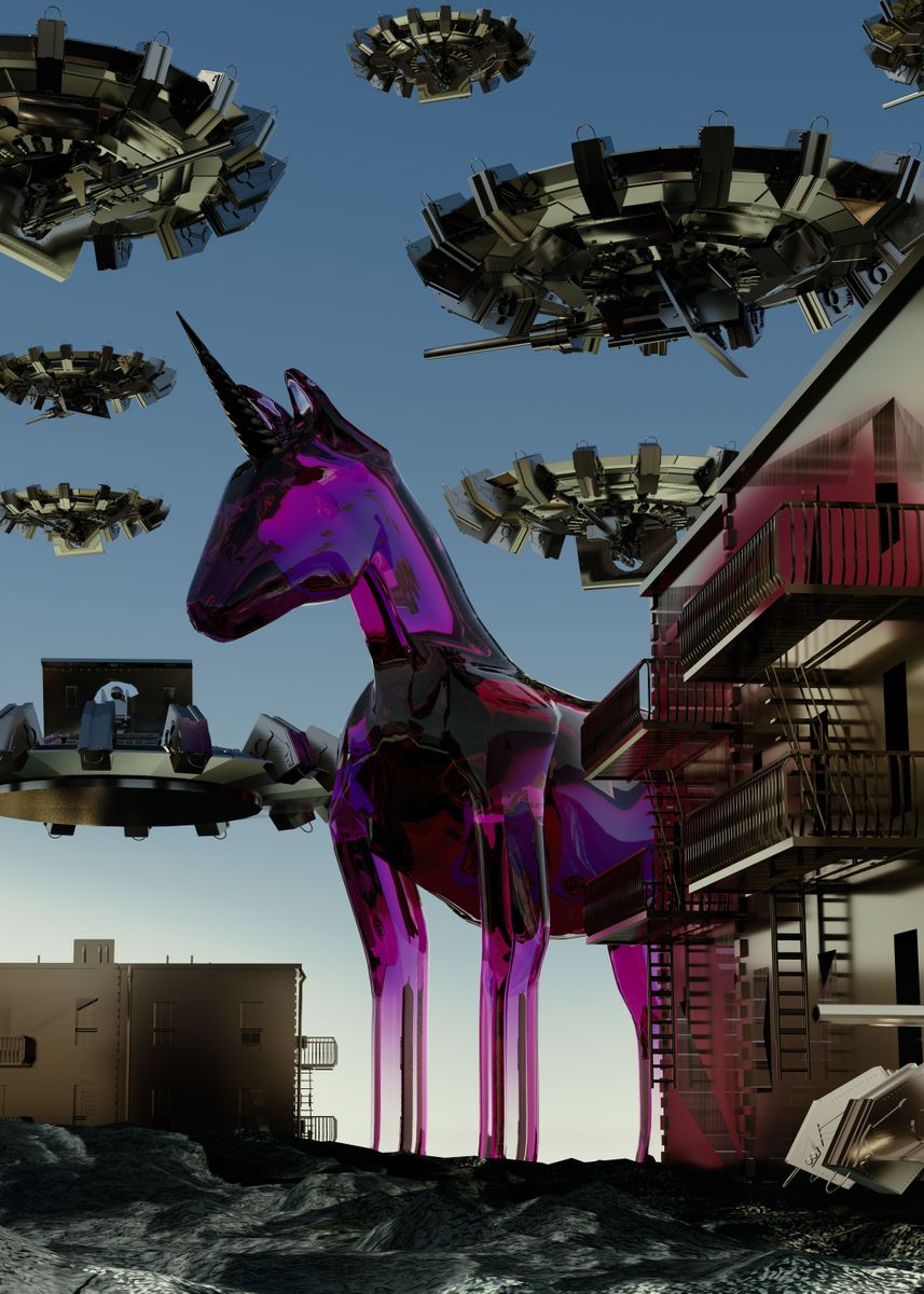 'Unicorn war' Poster, picture, metal print, paint by OccultFX | Displate