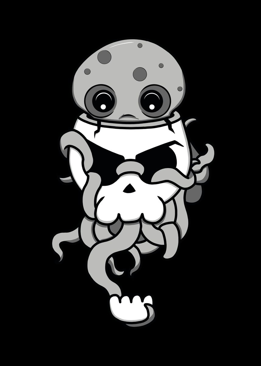 'Octoskull' Poster, picture, metal print, paint by Lewis Marsh | Displate