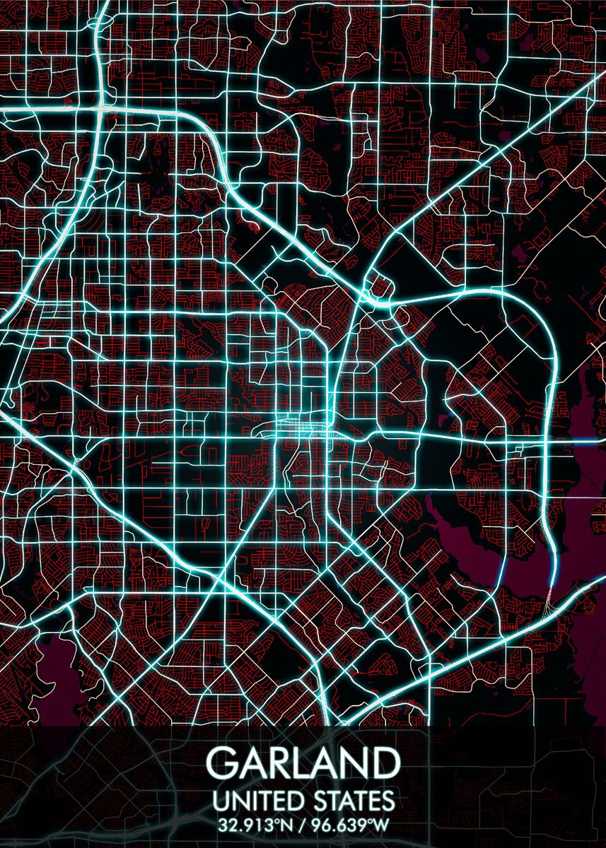 'Garland Texas Map' Poster by cuplizx | Displate