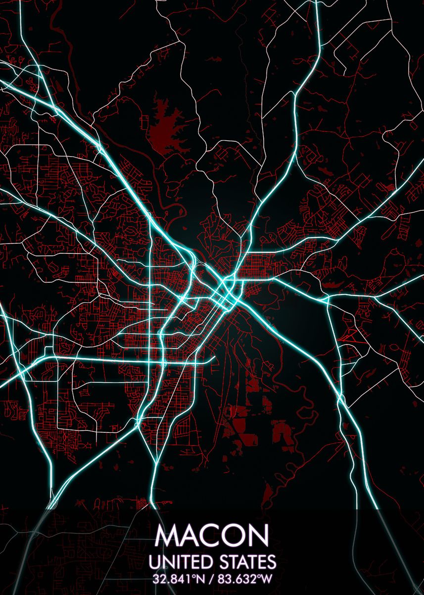 'Macon Georgia Map' Poster, picture, metal print, paint by cuplizx ...