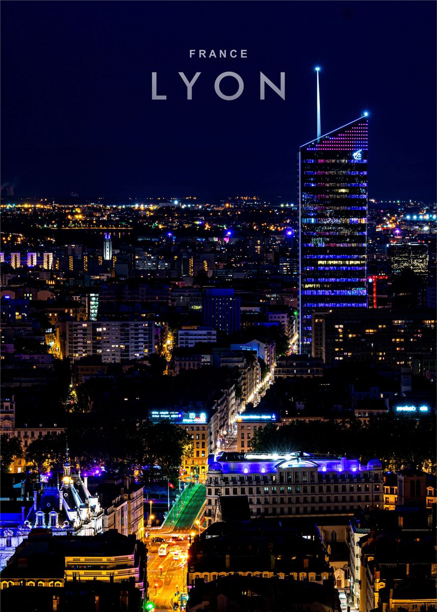 'Lyon night view' Poster, picture, metal print, paint by Ez Photography ...