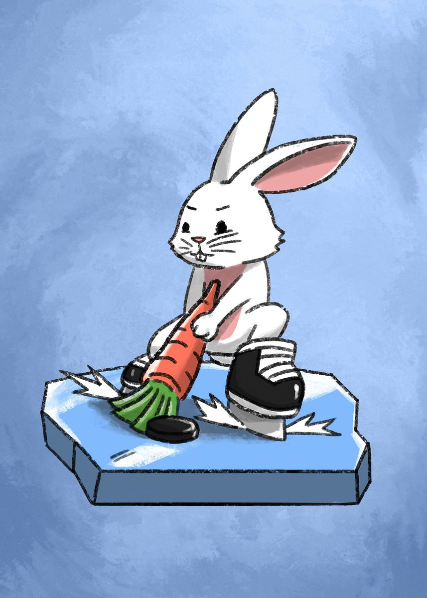 'Hockey Bunny Rabbit' Poster, picture, metal print, paint by Saphira ...