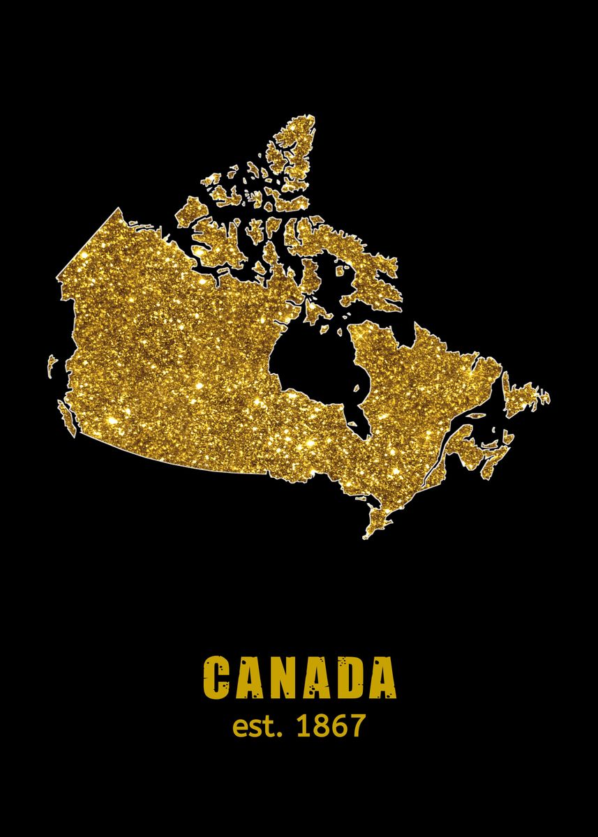 'Canada Gold Map' Poster, picture, metal print, paint by Miracle Studio ...