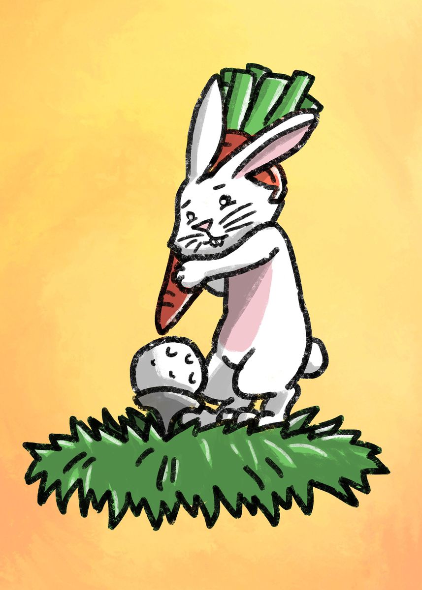 'Golfing Bunny Rabbit' Poster, picture, metal print, paint by Saphira ...