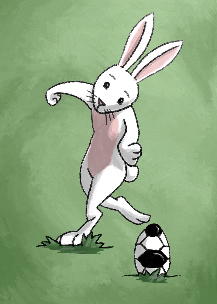 'Soccer Bunny Rabbit' Poster, picture, metal print, paint by Saphira ...