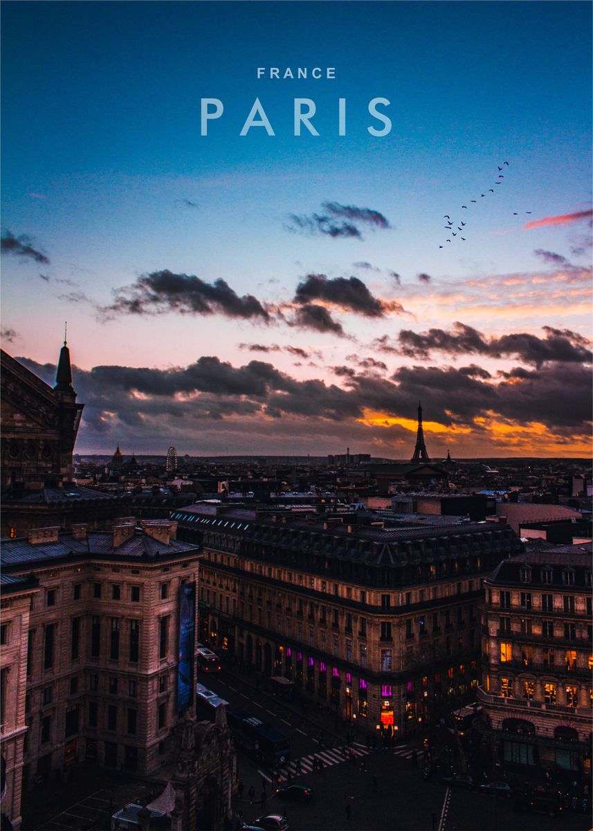 'Paris night view' Poster, picture, metal print, paint by Ez ...