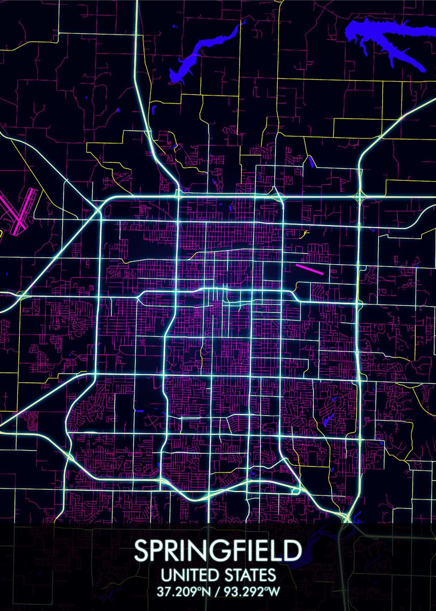 'Springfield Missouri US' Poster, picture, metal print, paint by Artcom ...