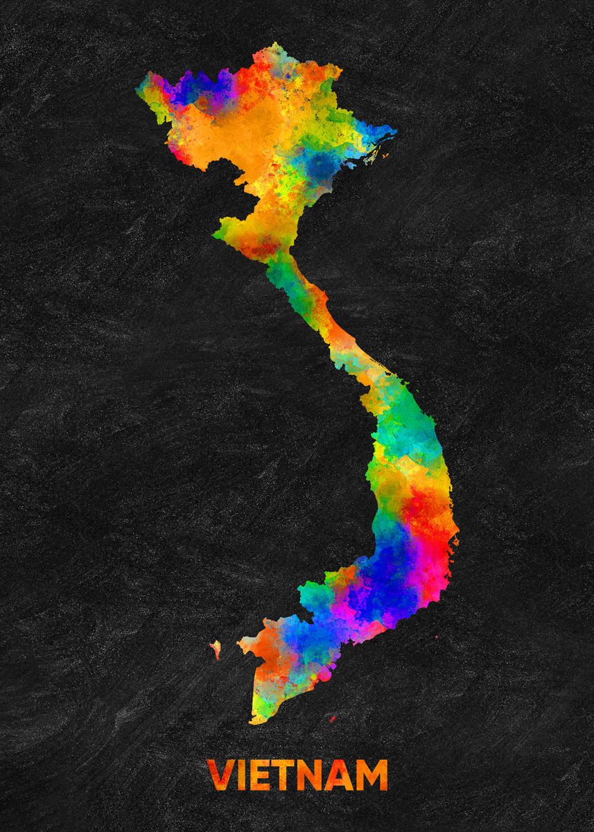 'vietnam map' Poster, picture, metal print, paint by SplashDesign ...