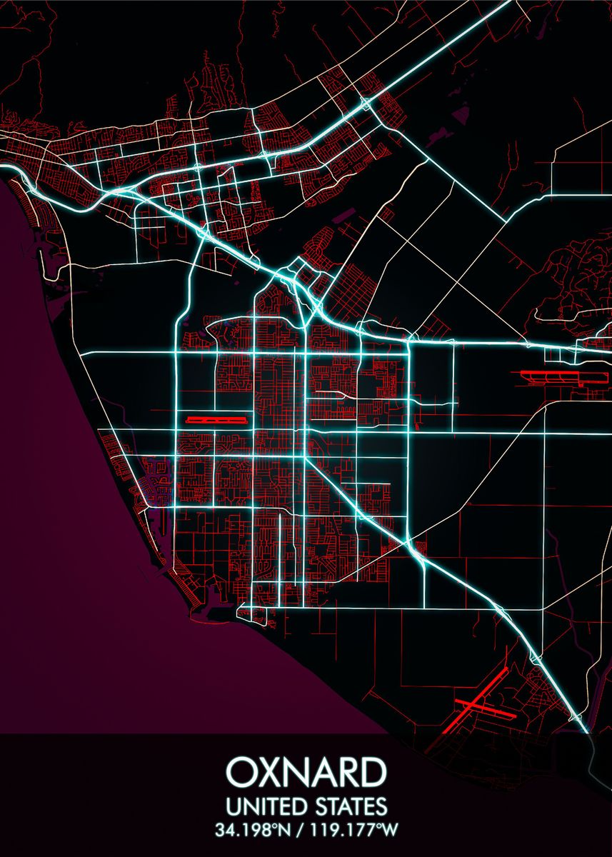 'Oxnard US City Map' Poster by cuplizx | Displate
