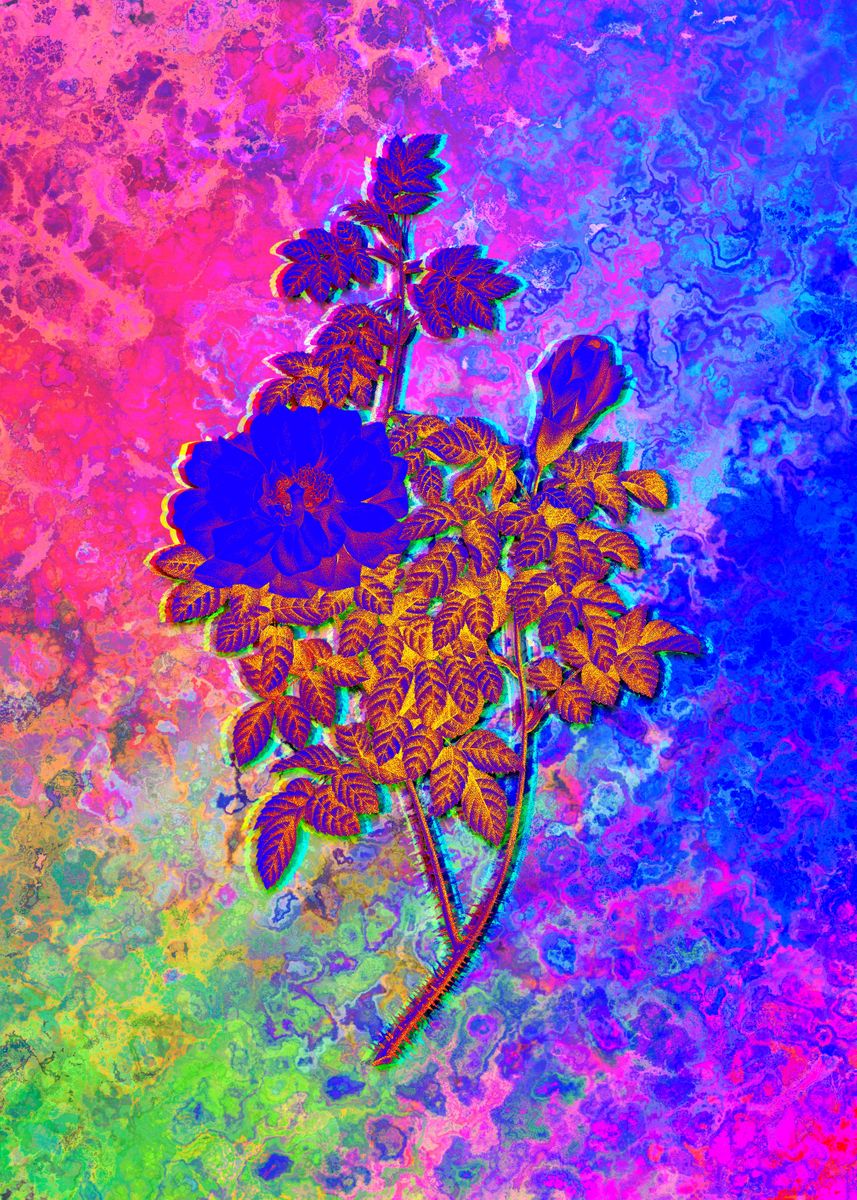 'Neon Flower Illustration' Poster by Holy Rock Design | Displate