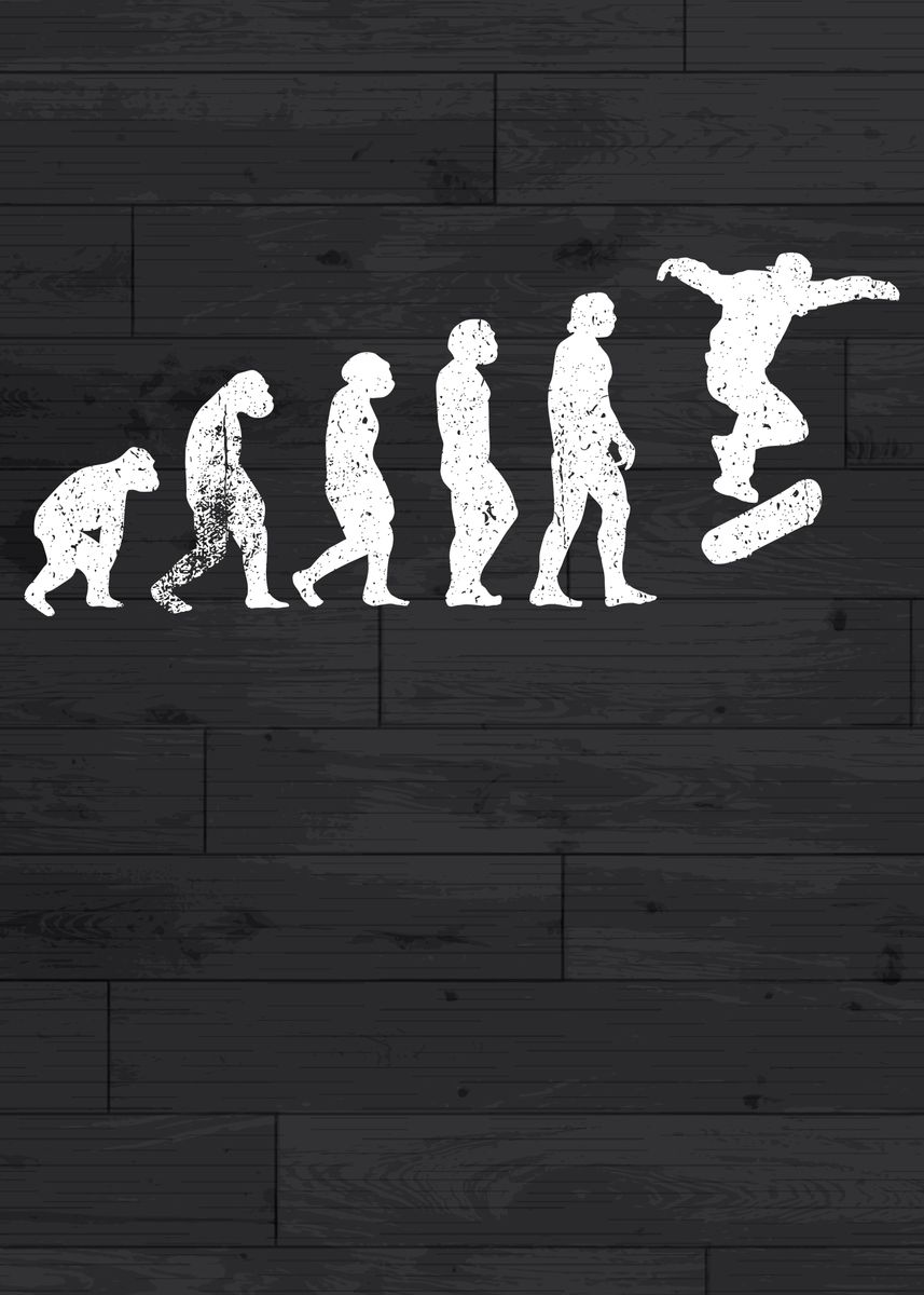 'SKATEBOARD EVOLUTION' Poster, picture, metal print, paint by ...