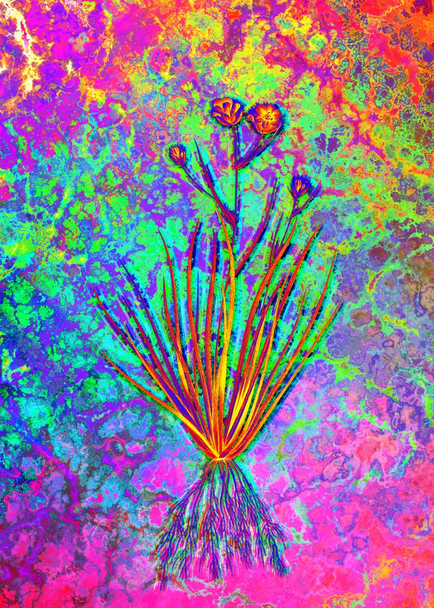 'Neon Floral Illustration' Poster by Holy Rock Design | Displate