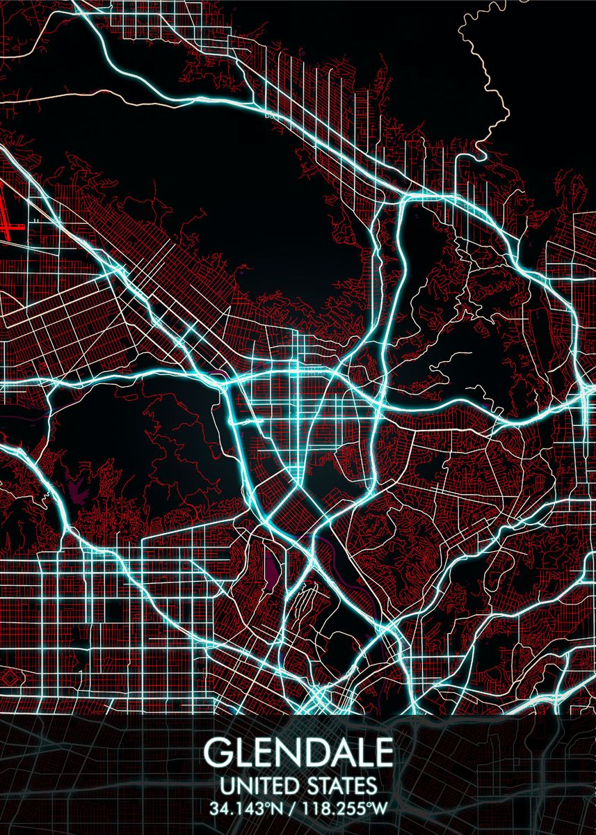 'Glendale US City Map' Poster by cuplizx | Displate