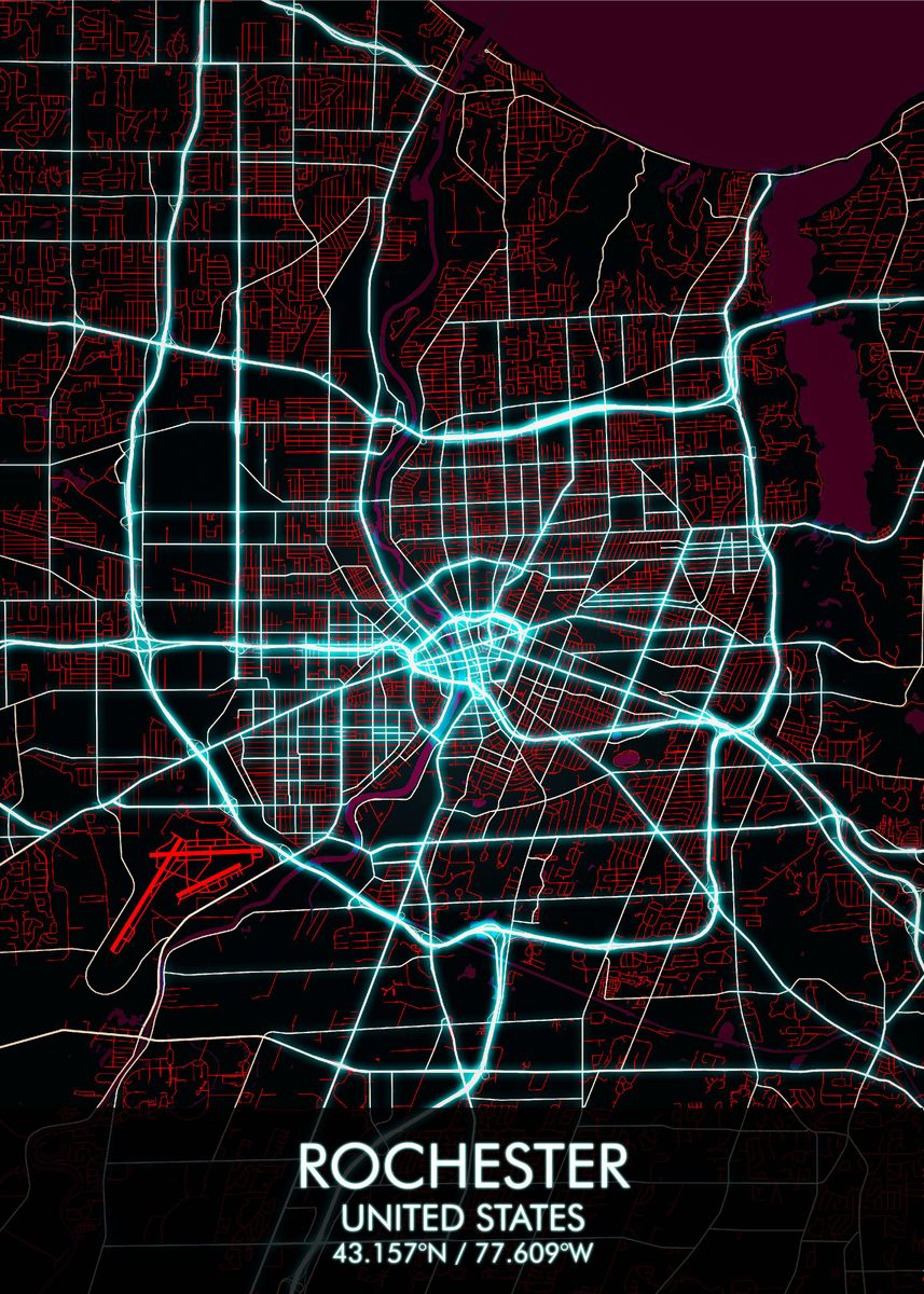 'Rochester US City Map' Poster by cuplizx | Displate