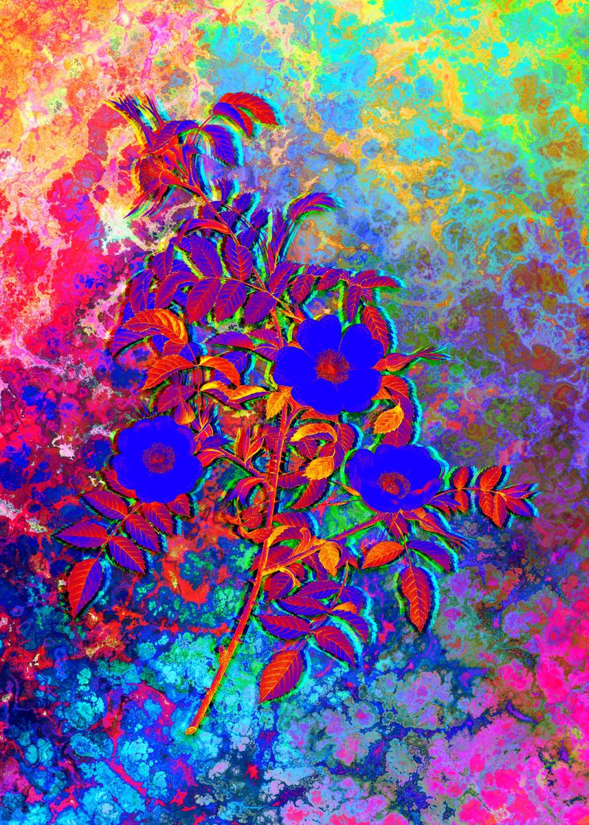 'Neon Floral Illustration' Poster by Holy Rock Design | Displate