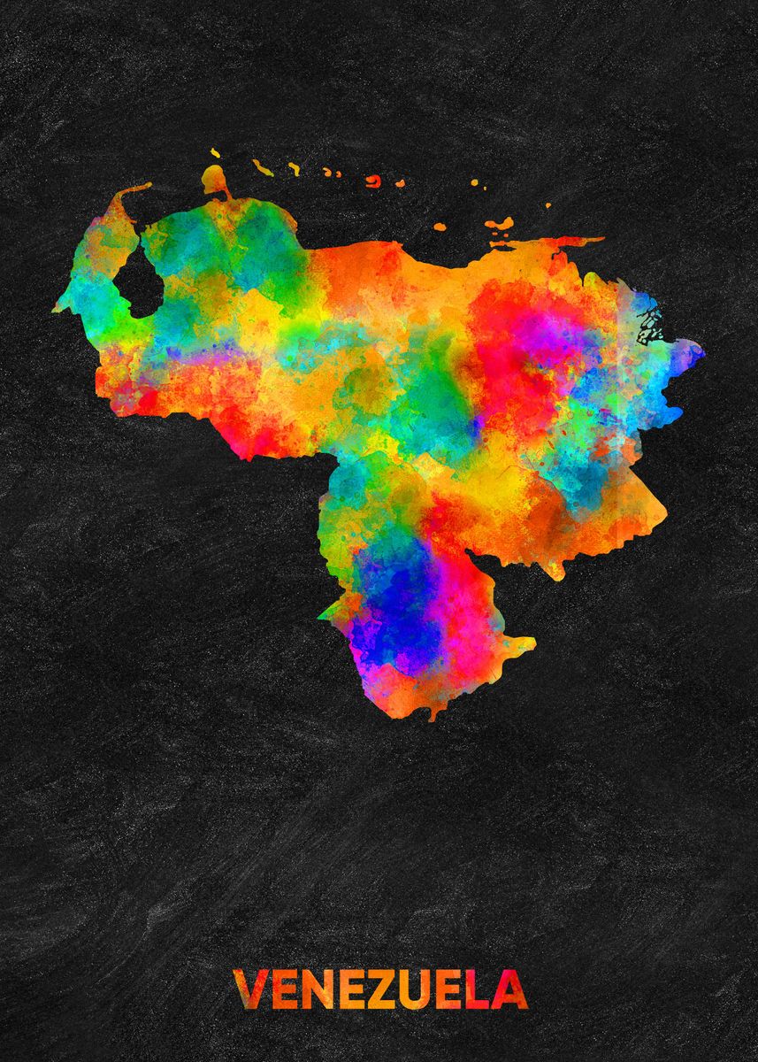 'venezuela map' Poster, picture, metal print, paint by SplashDesign ...