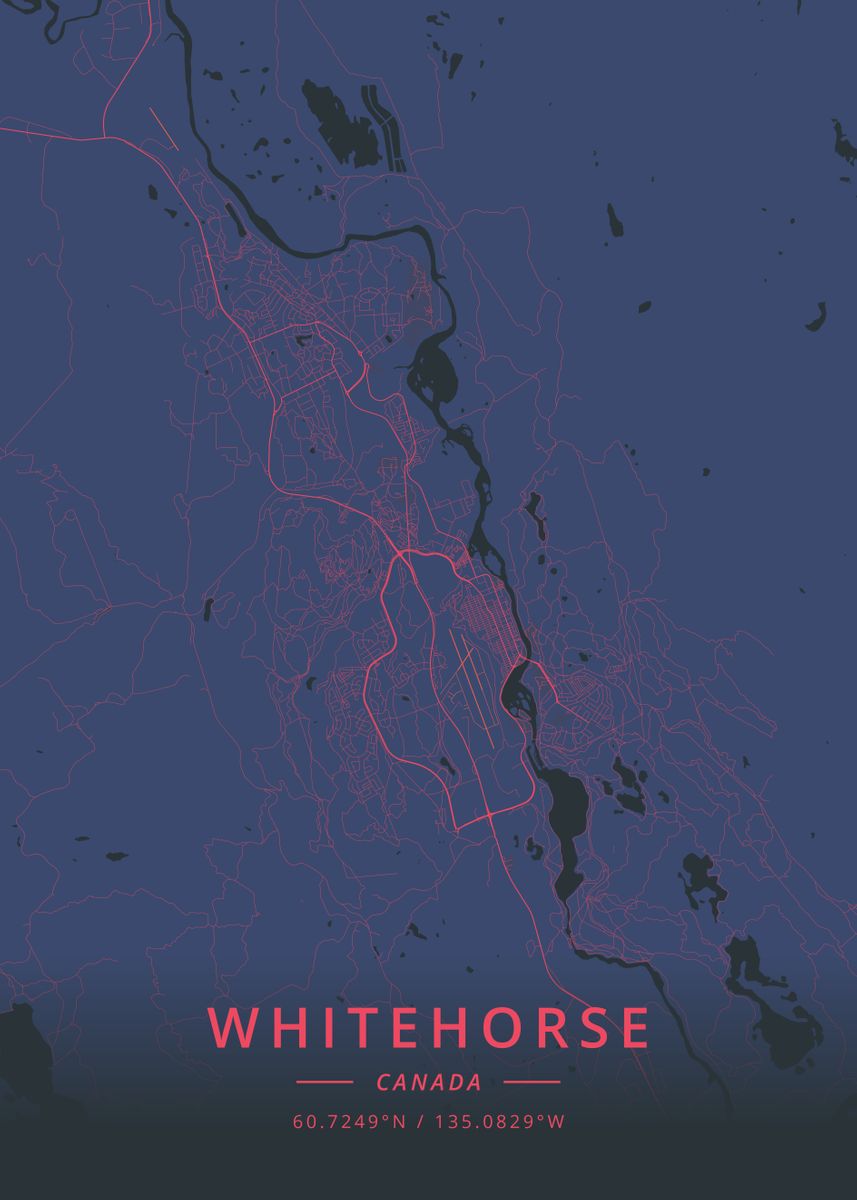 'Whitehorse Canada' Poster by Designer Map Art | Displate
