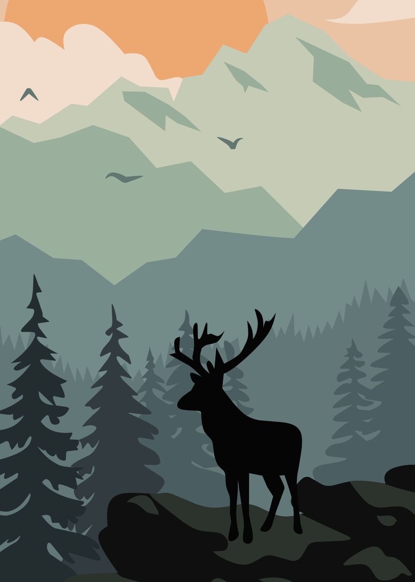 'Flat Beautyfull Forest' Poster, picture, metal print, paint by AL ...