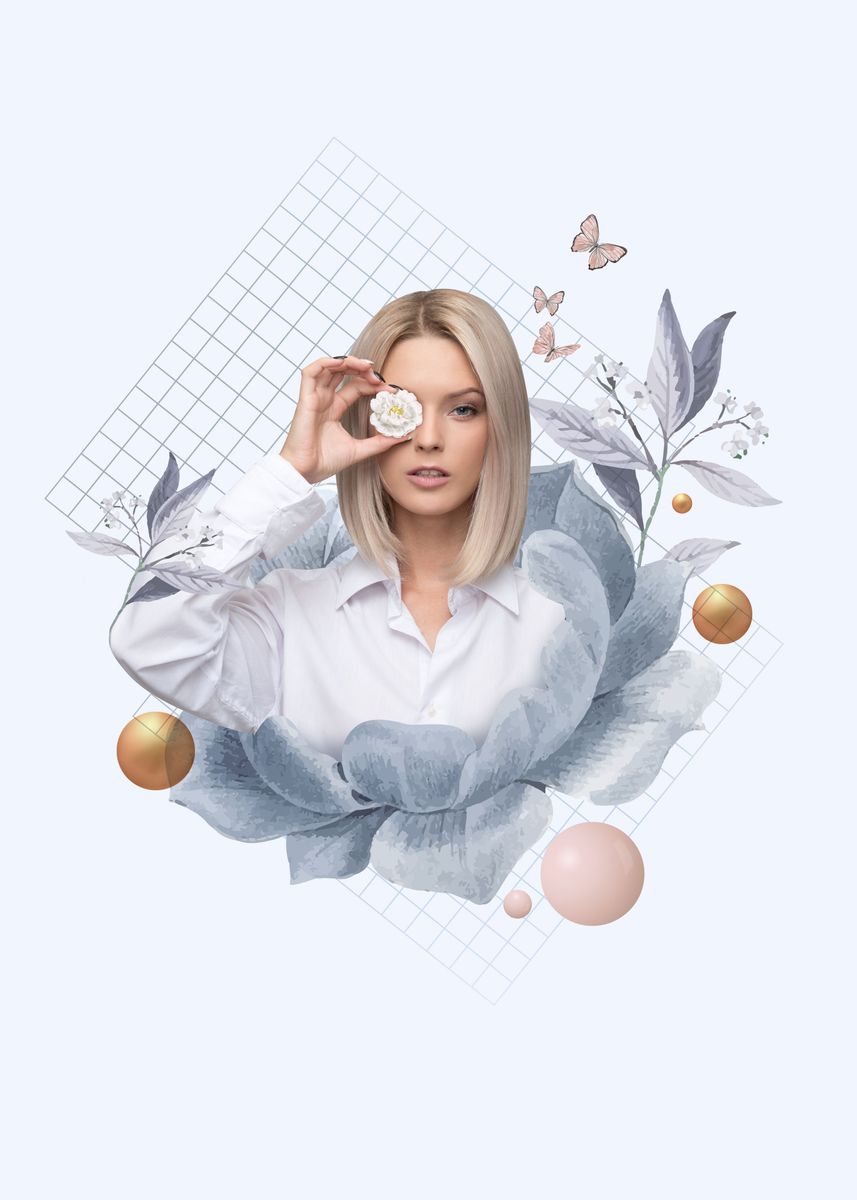 'Blue Collage ' Poster, picture, metal print, paint by Dasha Guseva ...