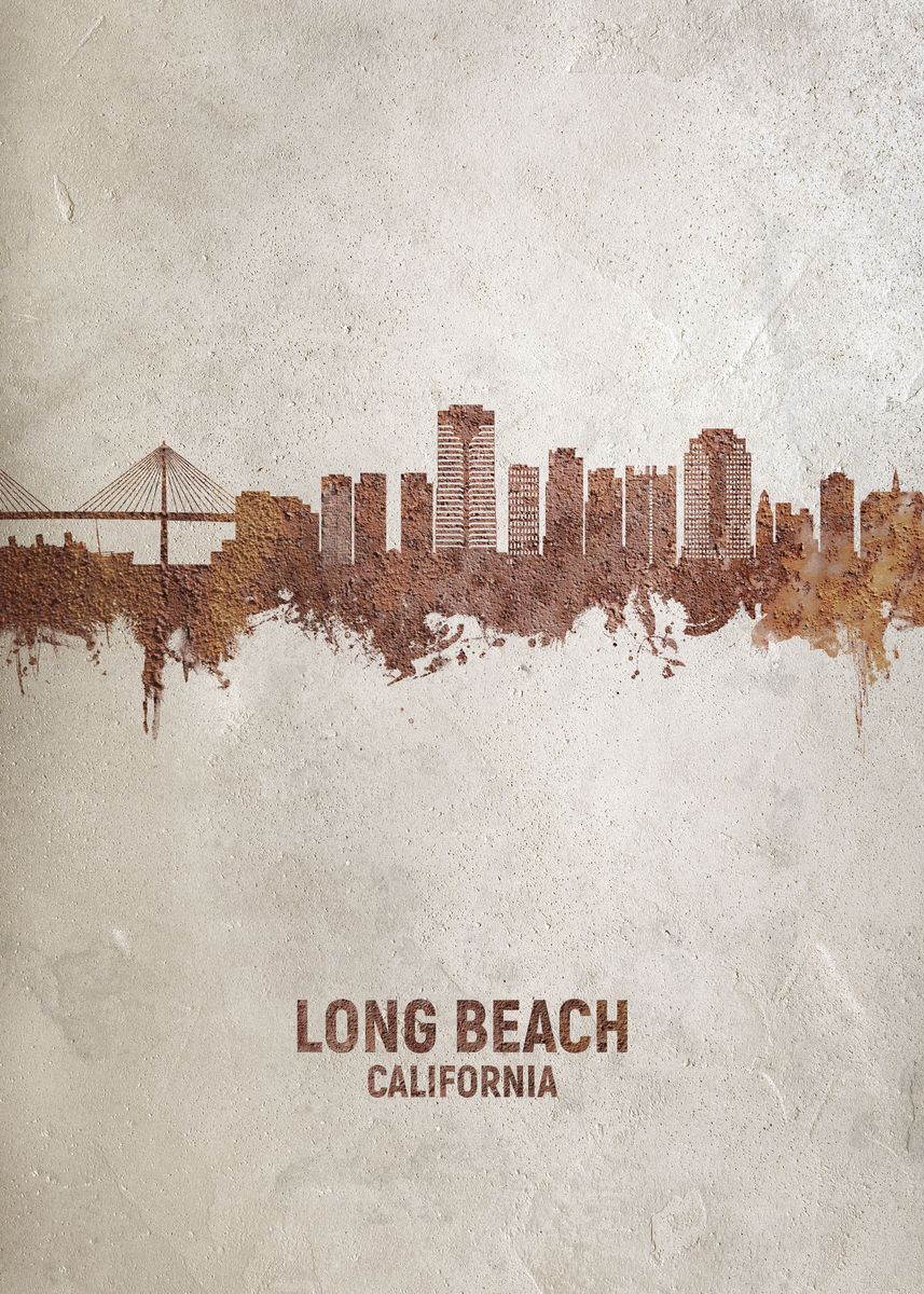 'Long Beach Skyline' Poster, picture, metal print, paint by Michael ...