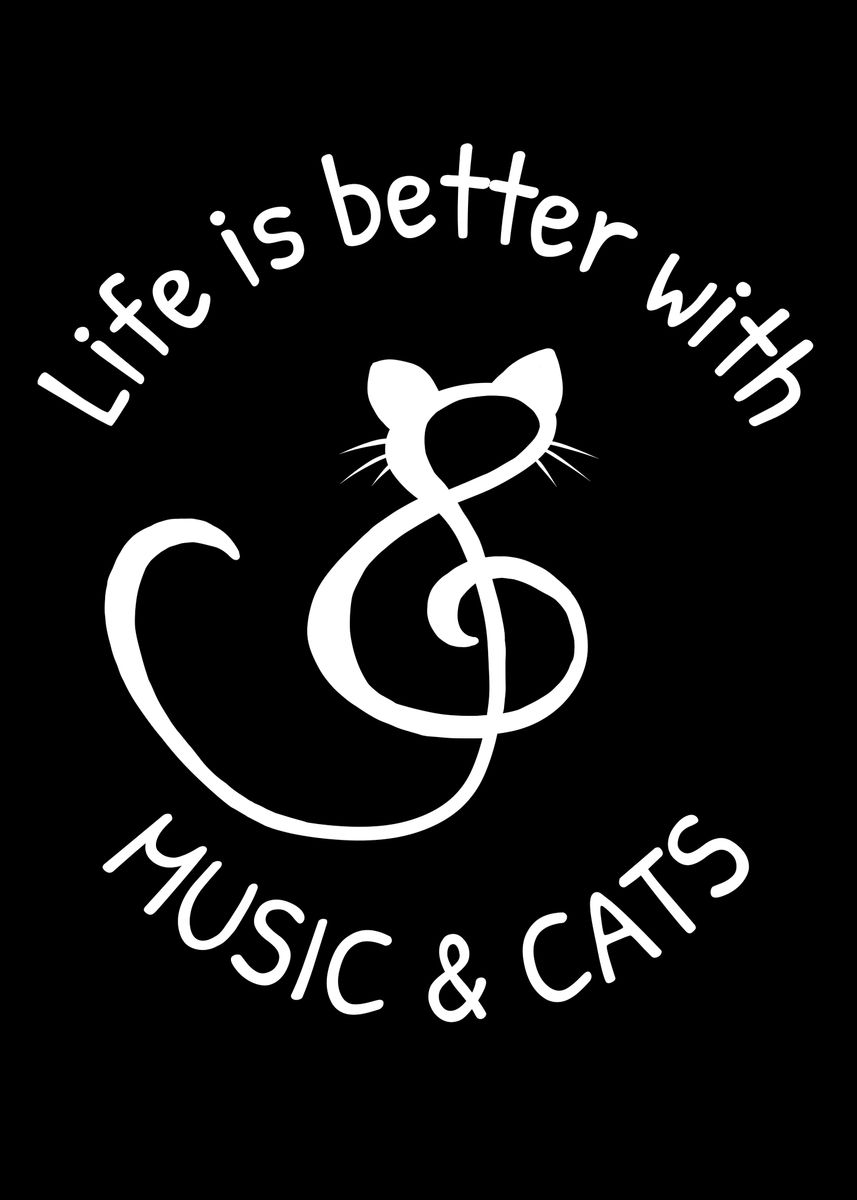 'Music and Cat' Poster, picture, metal print, paint by Weilichesmag ...