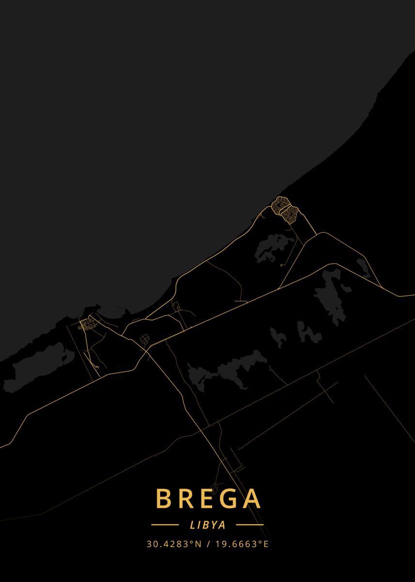 'Brega Libya' Poster by Designer Map Art | Displate