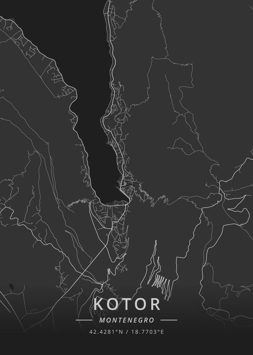 'Kotor Montenegro' Poster by Designer Map Art | Displate