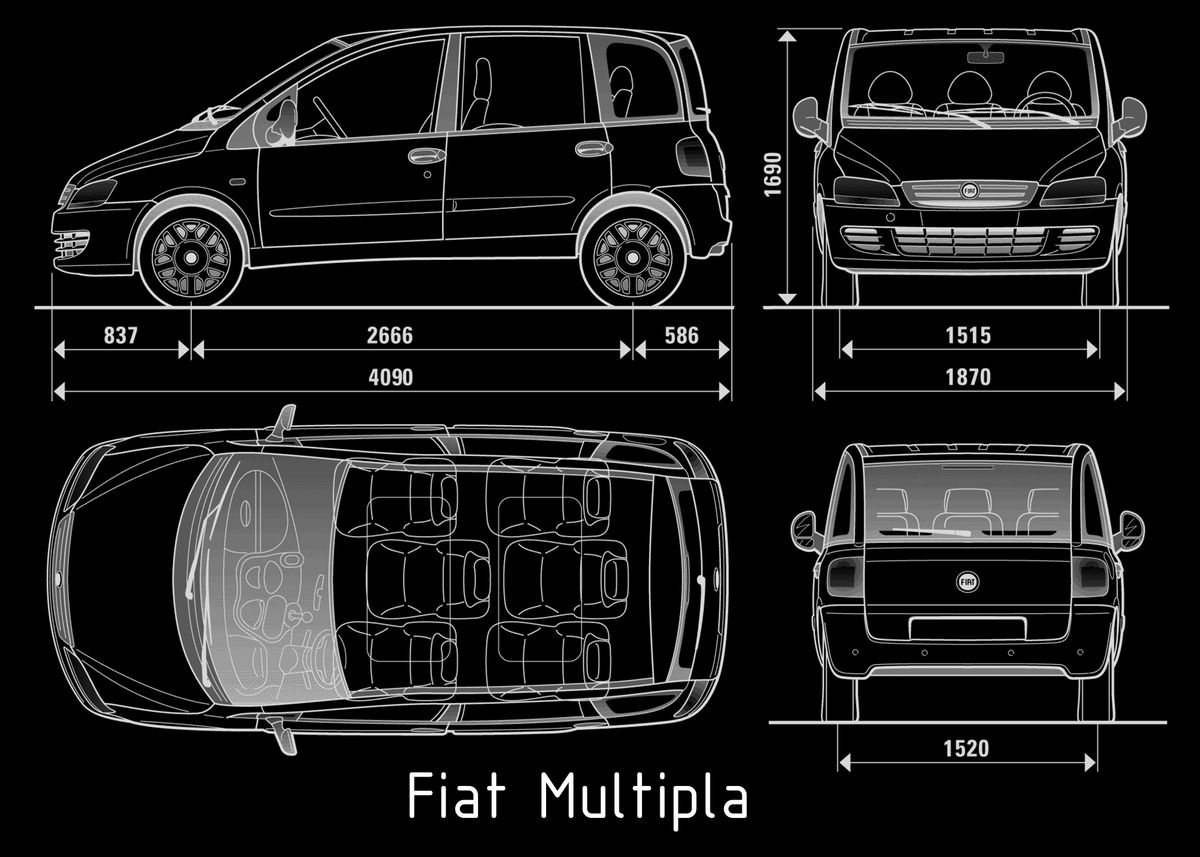 'Fiat Multipla 2007 ' Poster by Retal | Displate