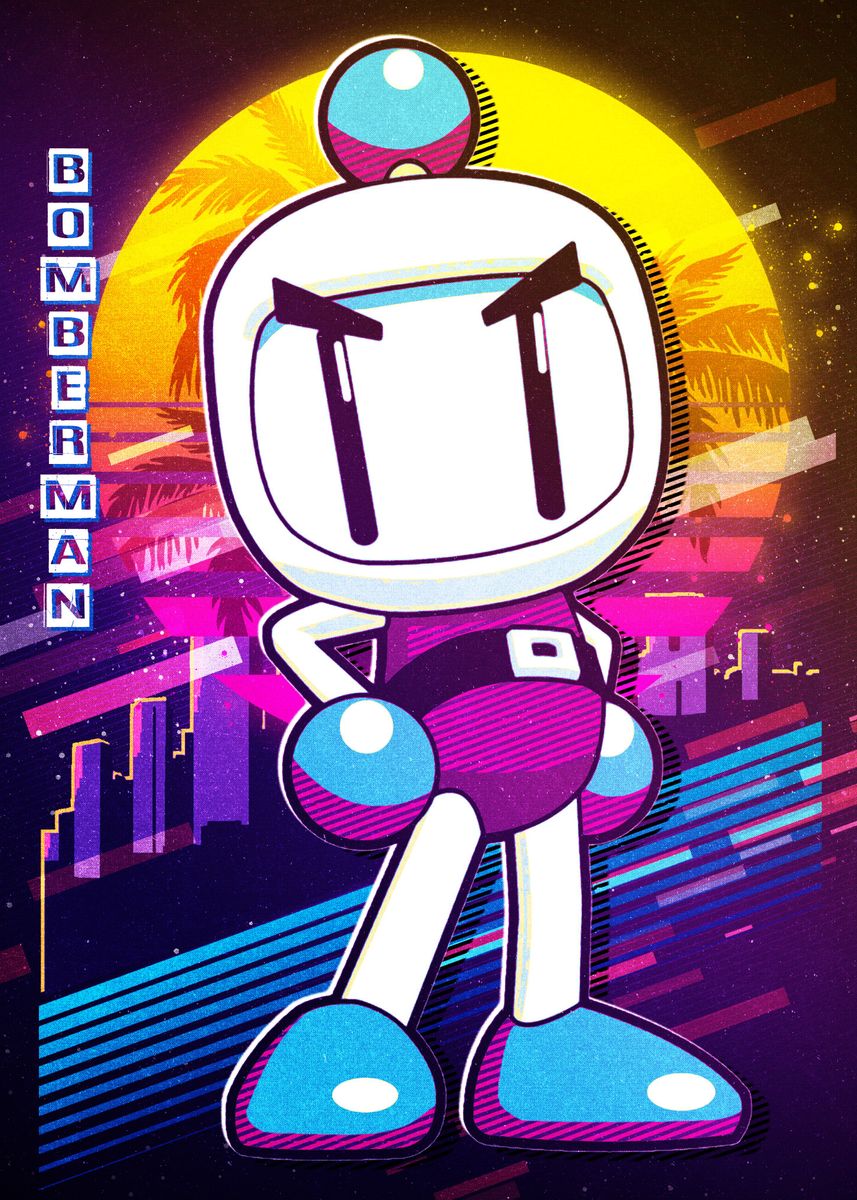 'bomberman retro ' Poster, picture, metal print, paint by fujiwara ...