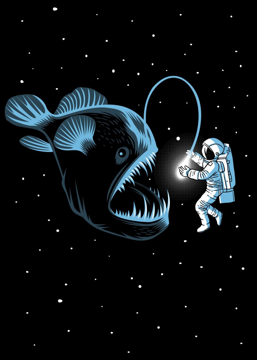'Abyssal fish hunting an as' Poster, picture, metal print, paint by ...