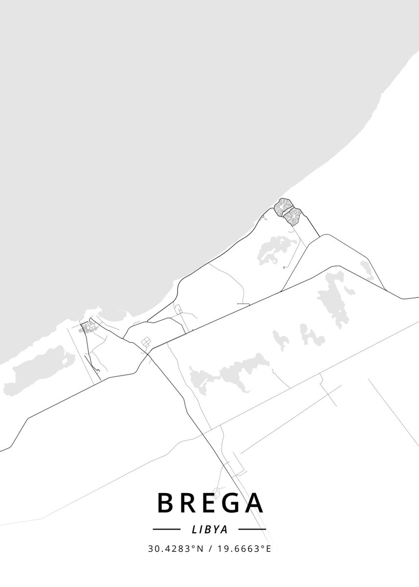 'Brega Libya' Poster by Designer Map Art | Displate