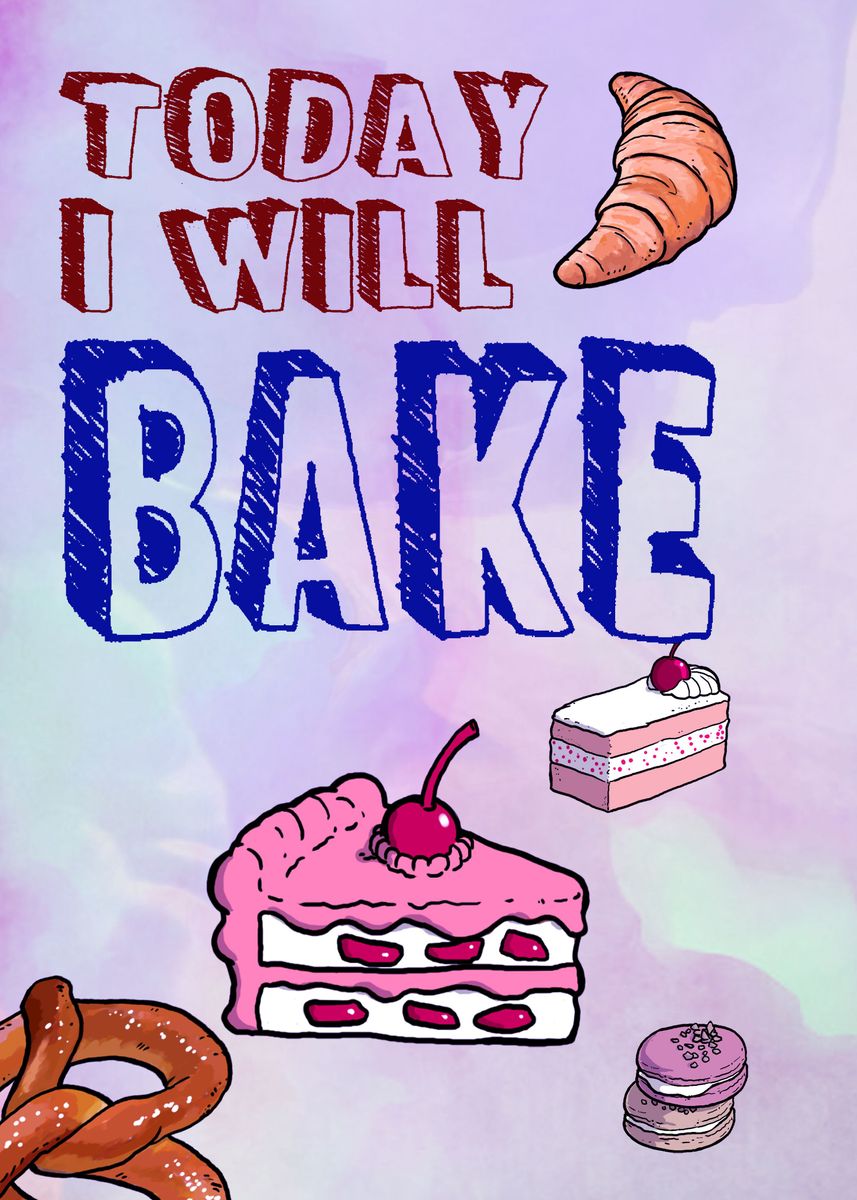 'Lets bake' Poster, picture, metal print, paint by Ellen Nawanao | Displate