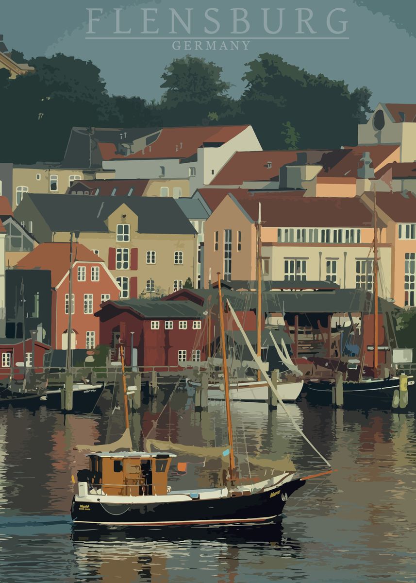 'Flensburg city boat ' Poster, picture, metal print, paint by Darek ...