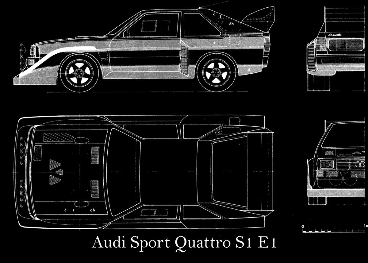 'Audi Sport Quattro S1 E1 ' Poster by B & W Arts | Displate