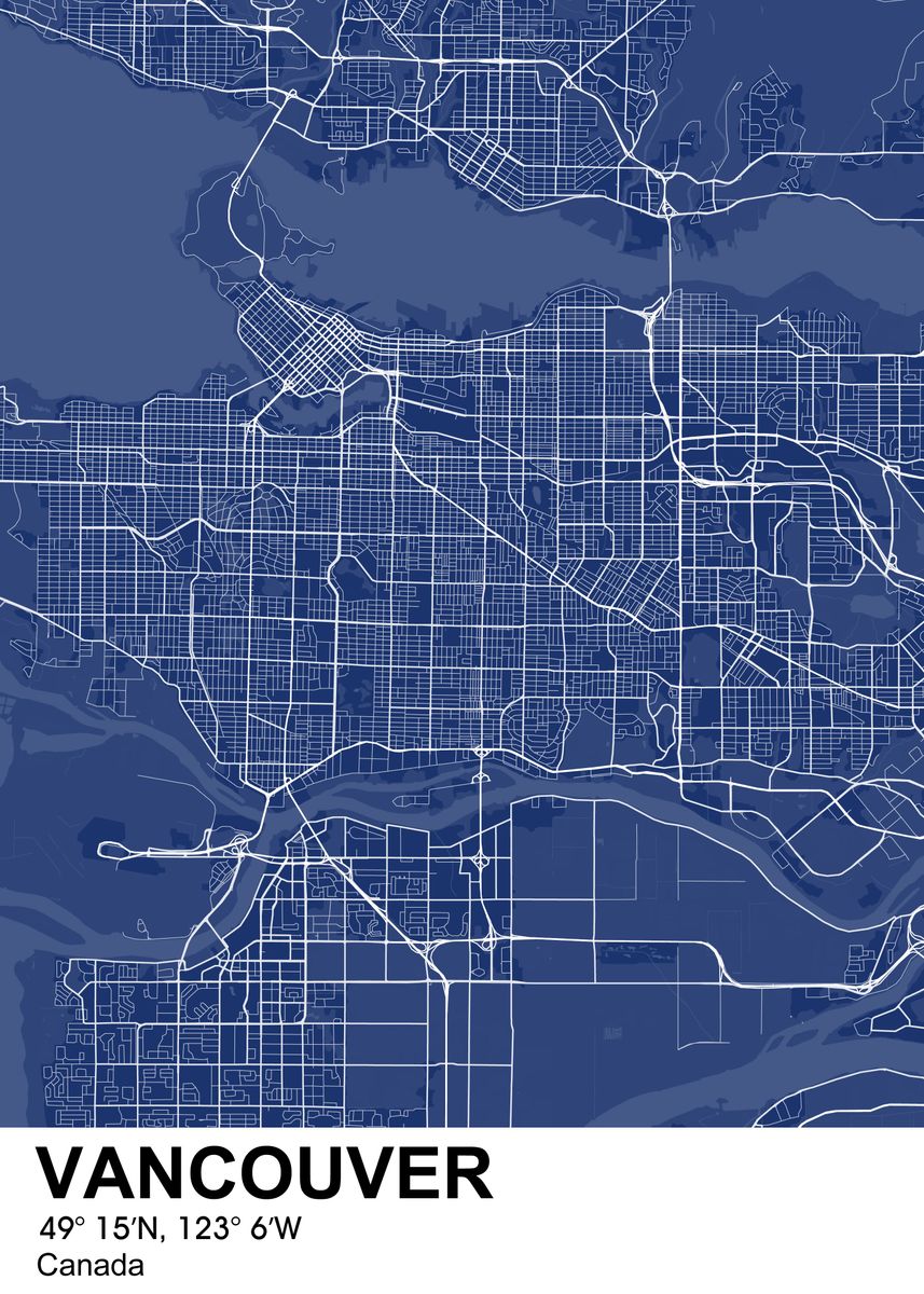 'Vancouver color city map' Poster, picture, metal print, paint by ...