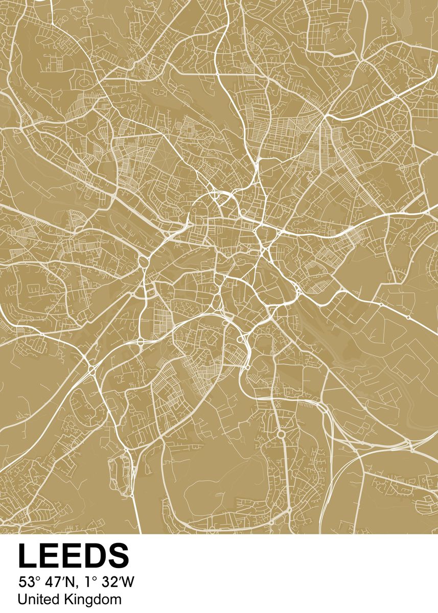 'leeds color city map' Poster, picture, metal print, paint by Project X ...