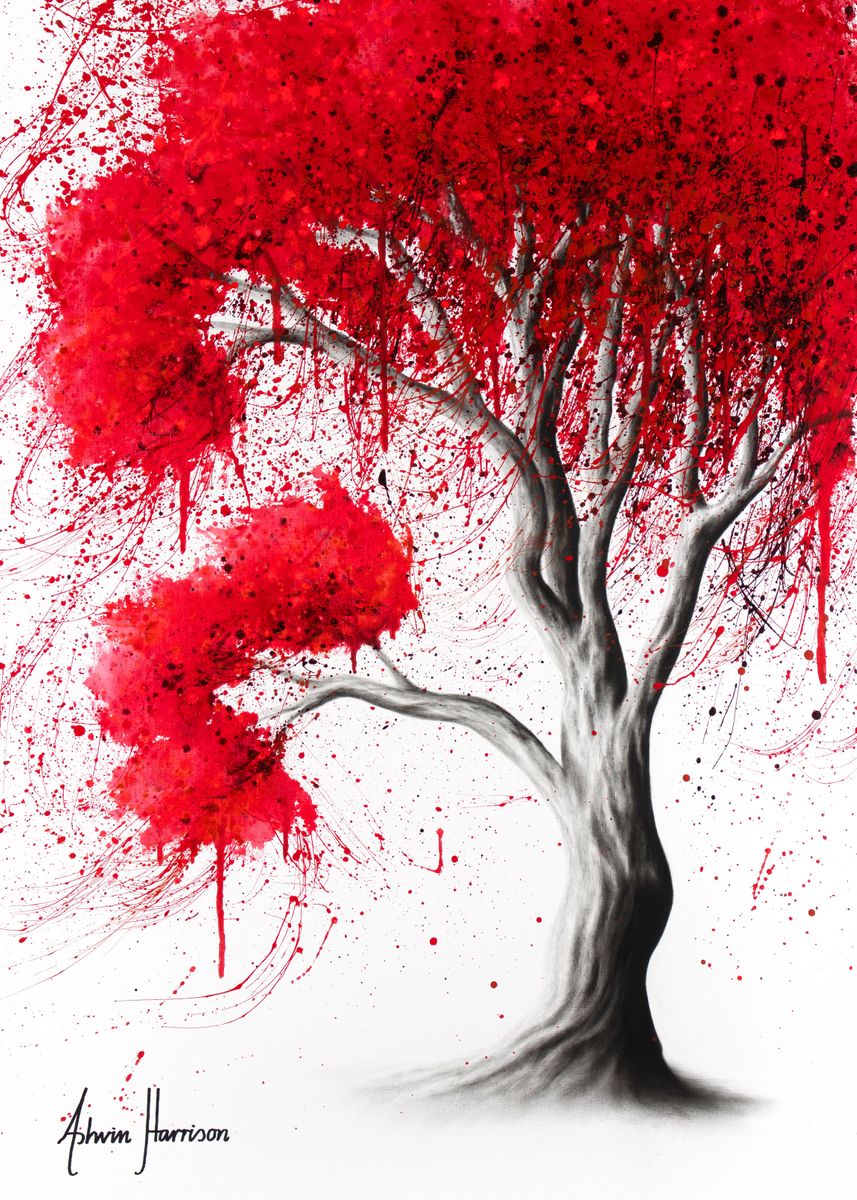 'Scarlet Fall Tree' Poster, picture, metal print, paint by Ashvin ...