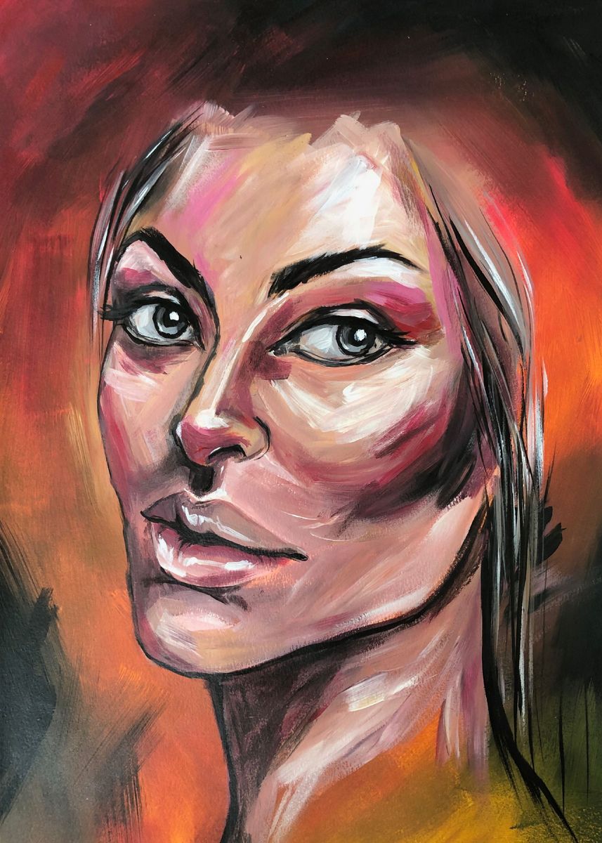 'Portrait in Orange' Poster, picture, metal print, paint by Af Rei ...