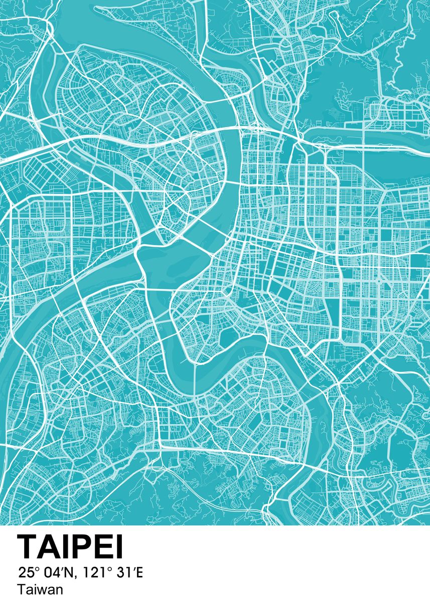 'taipei color city map' Poster, picture, metal print, paint by Project ...