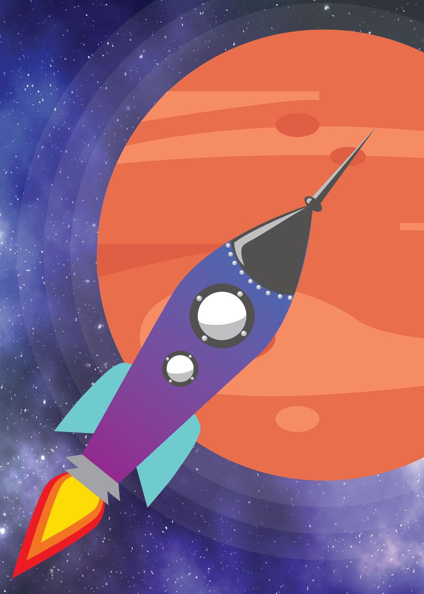 'Rocket to Mars ' Poster, picture, metal print, paint by Charlie Ristow ...