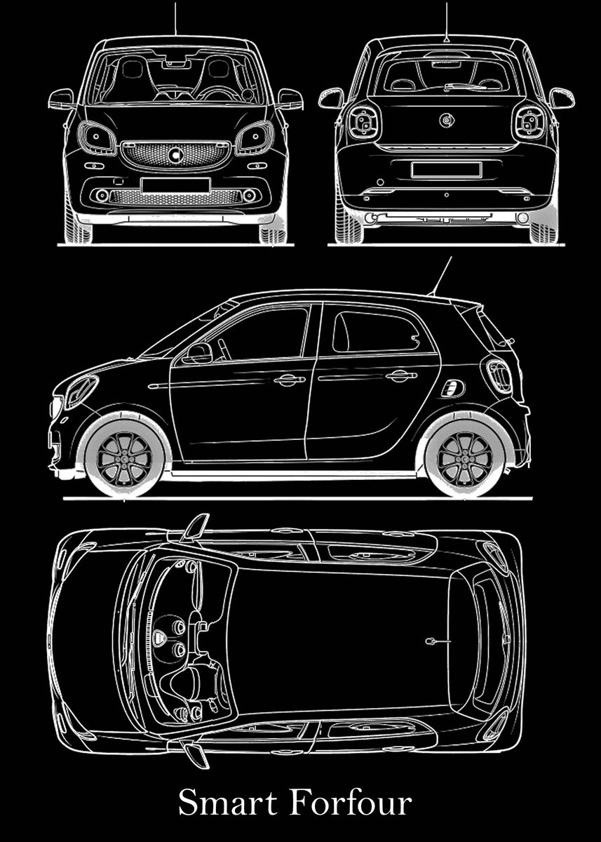 'Smart Forfour 2014 ' Poster, picture, metal print, paint by B & W Arts ...